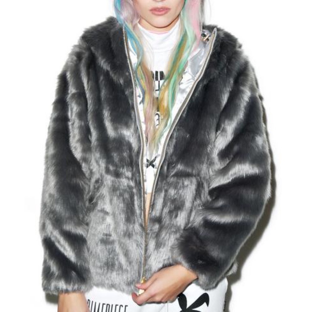 Dolls Kill Joyrich Candy Fur Jacket - Gem